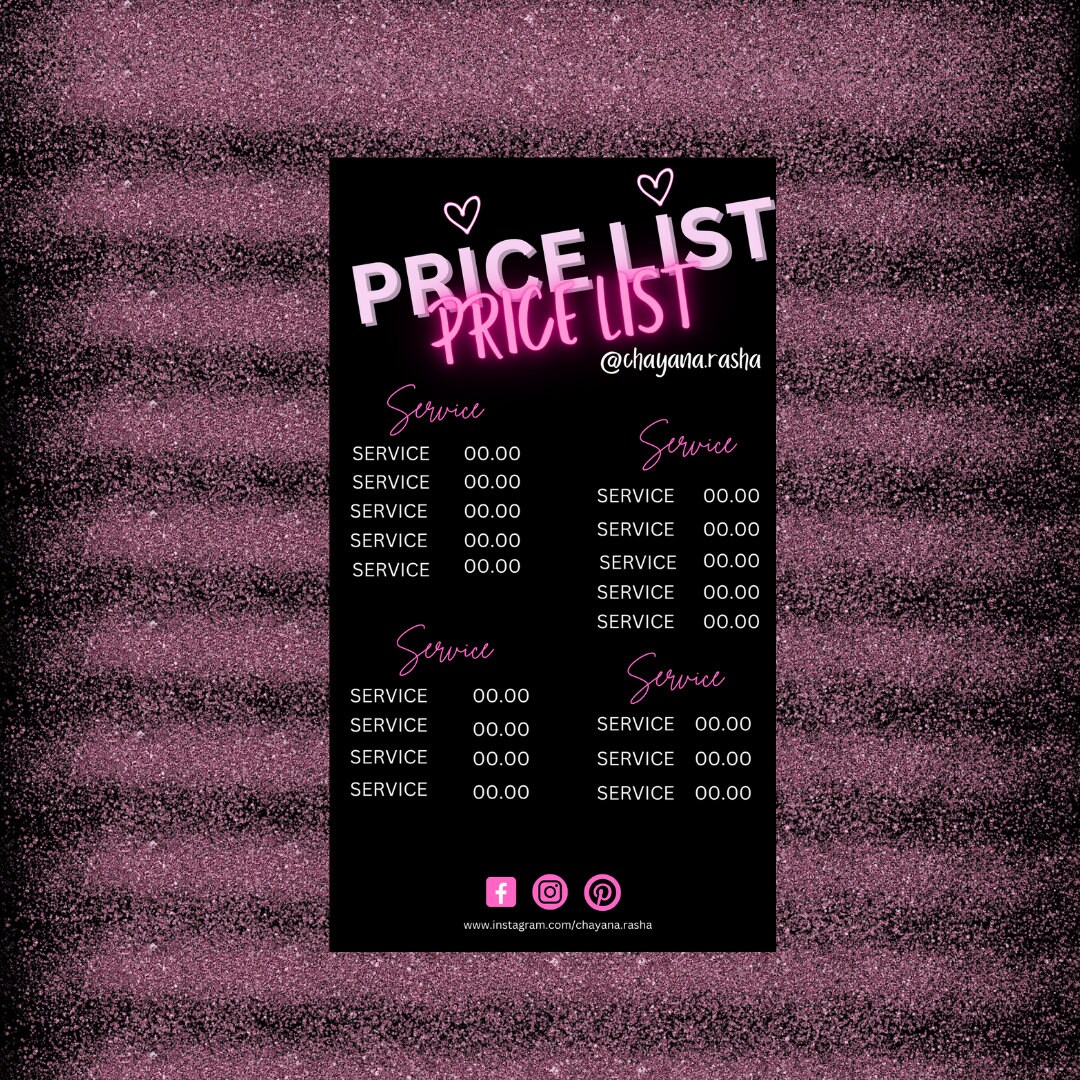 Price List Template, Price List Flyer, Price List, Hair Price List ...