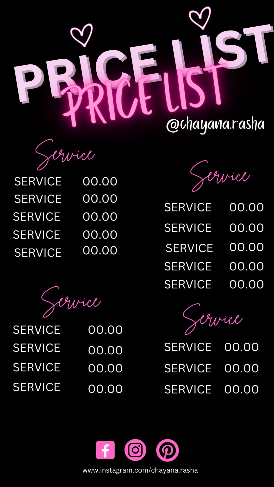 Price List Template, Price List Flyer, Price List, Hair Price List ...