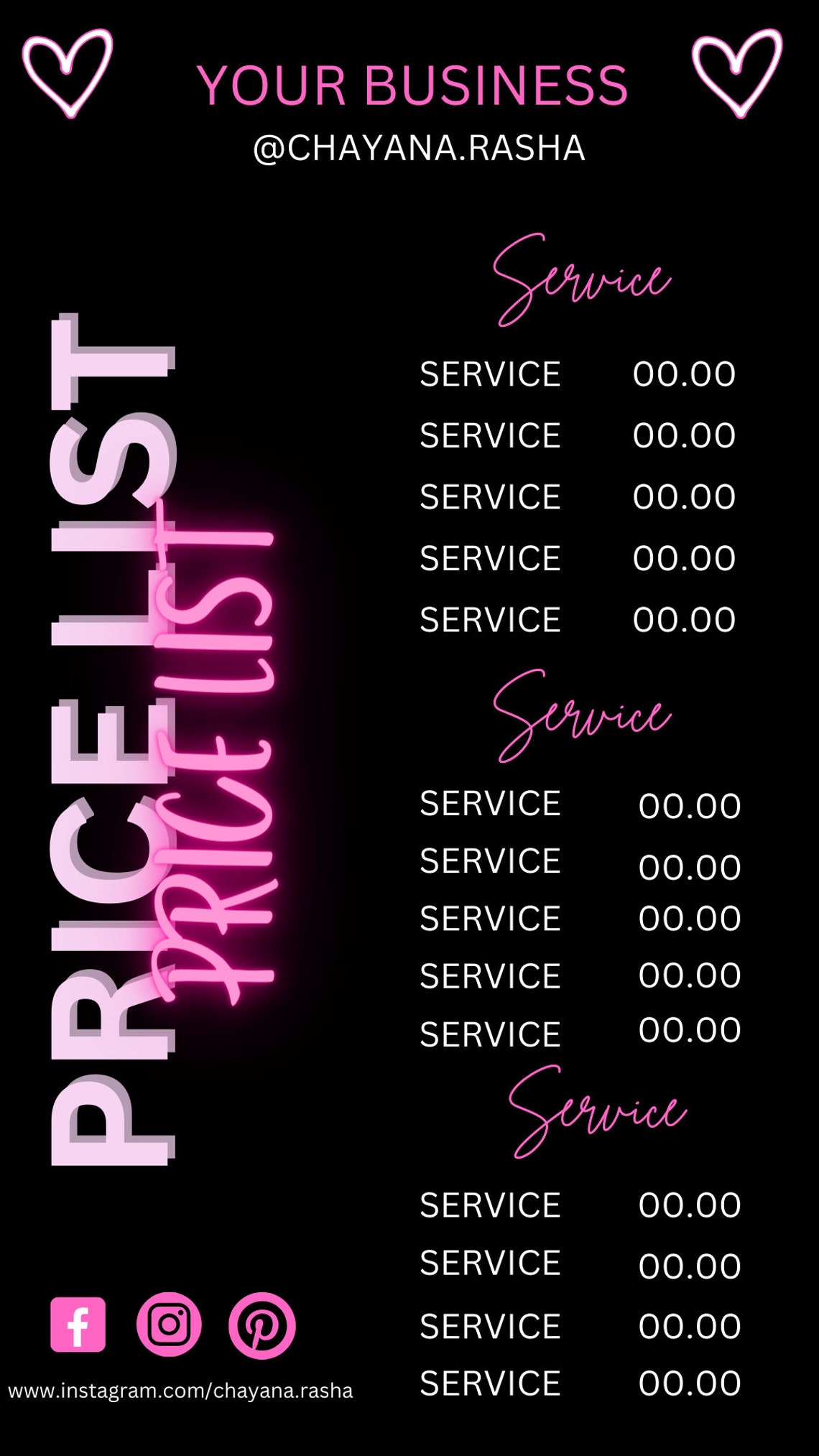 Price List Template, Price List Flyer, Price List, Hair Price List, Wig ...
