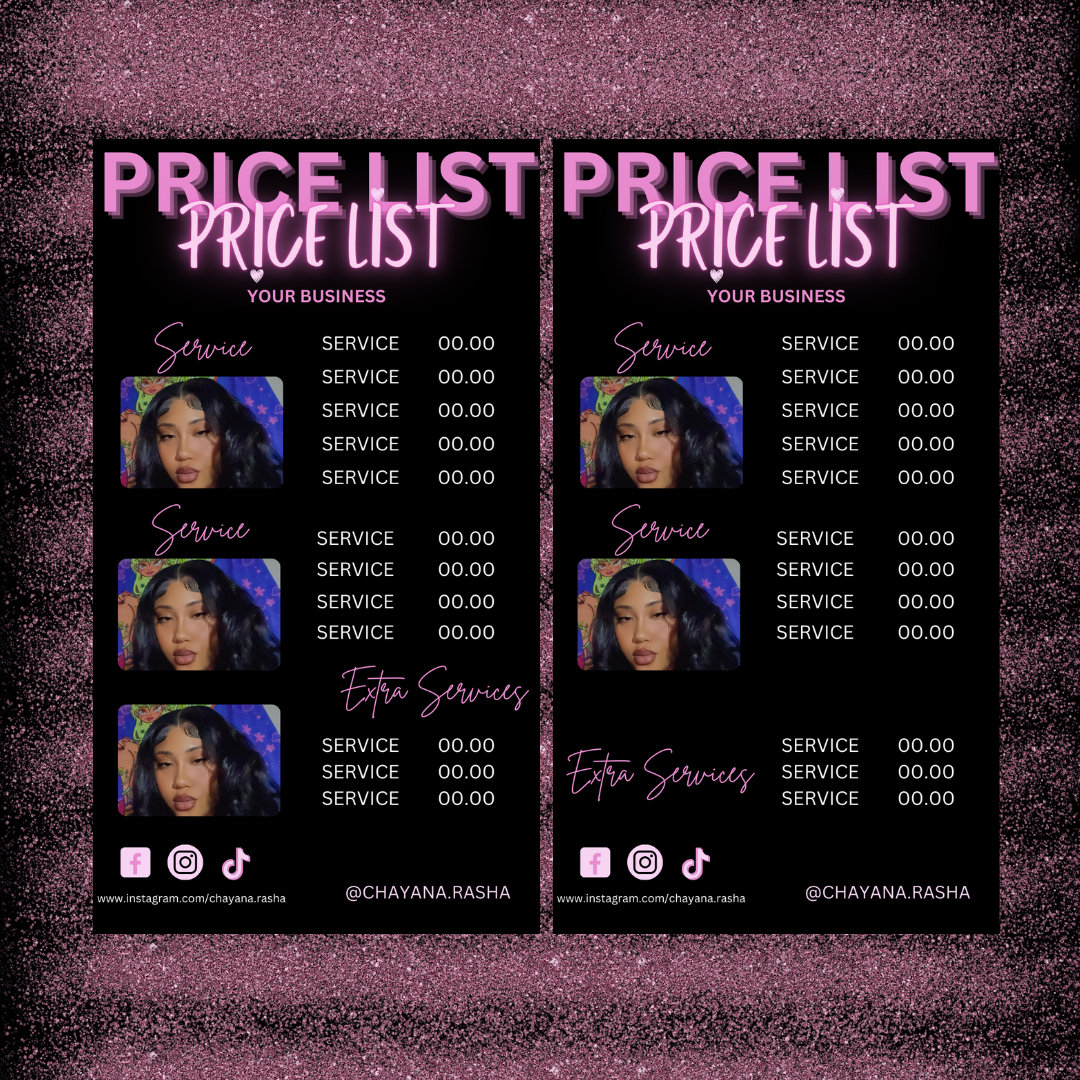 Price List Template, Price List Flyer, Price List, Hair Price List, Wig ...