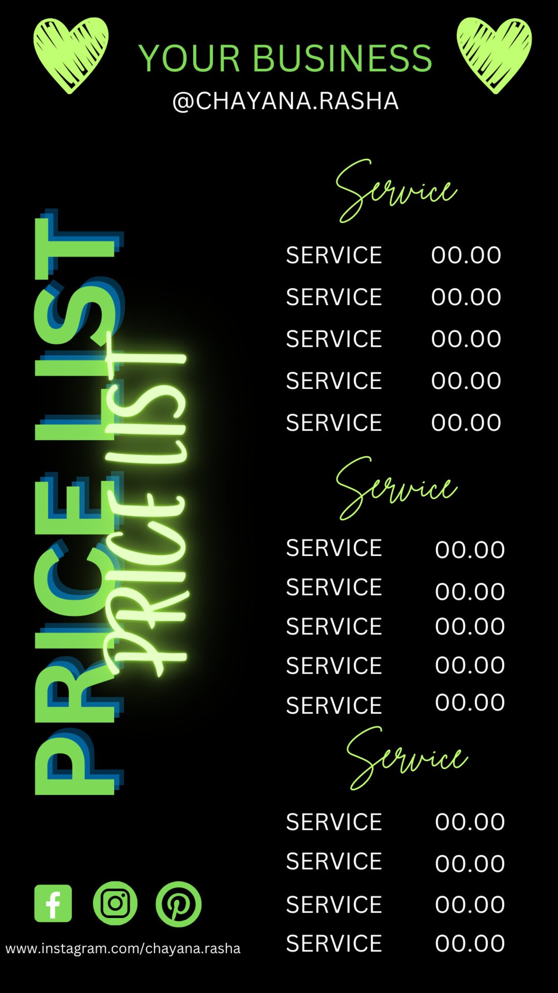 Price List Template, Price List Flyer, Price List, Hair Price List ...