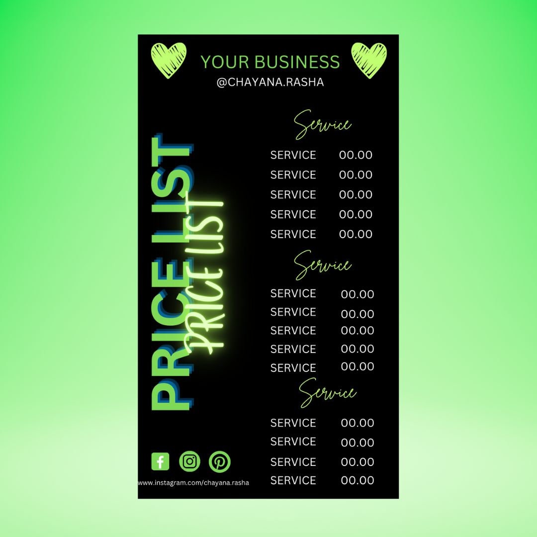 Price List Template, Price List Flyer, Price List, Hair Price List ...