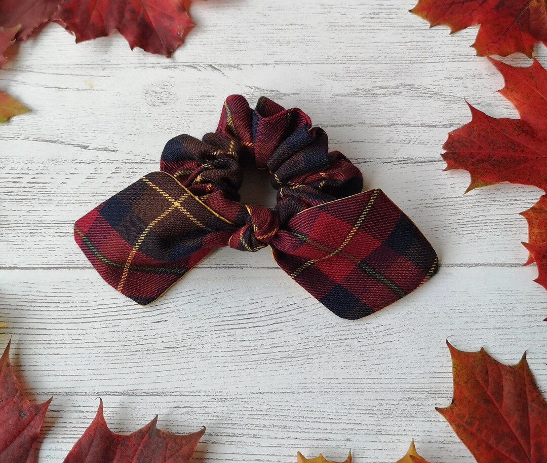 Autumn Tartan Scrunchie With Bow - Etsy