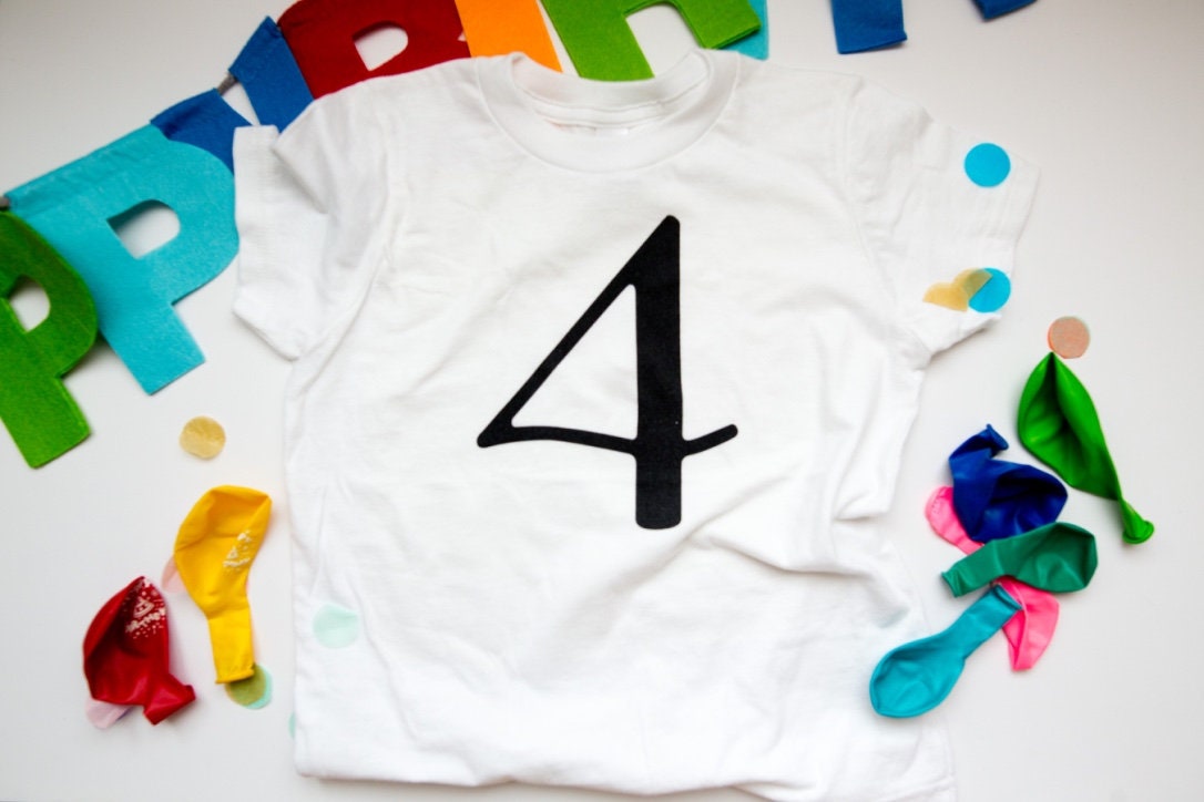 Number Shirt Number Four Number Four Shirt Kids Birthday - Etsy