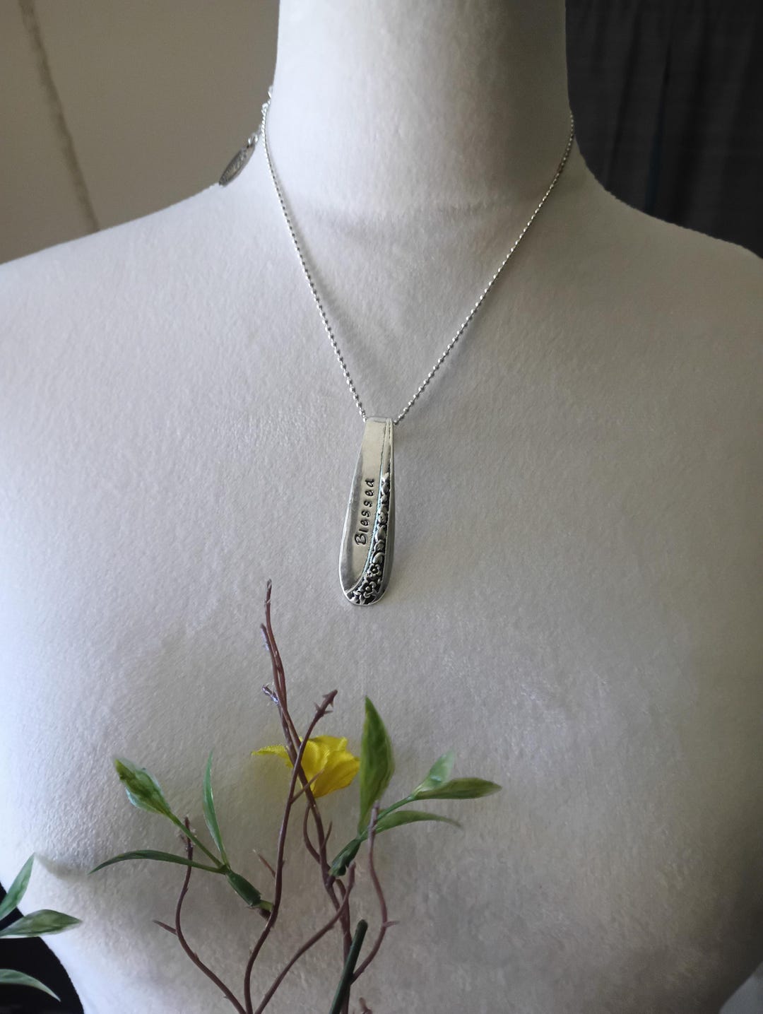 Plunder Design Antique Silver Blessed Half Spoon Pendant Necklace 22 ...