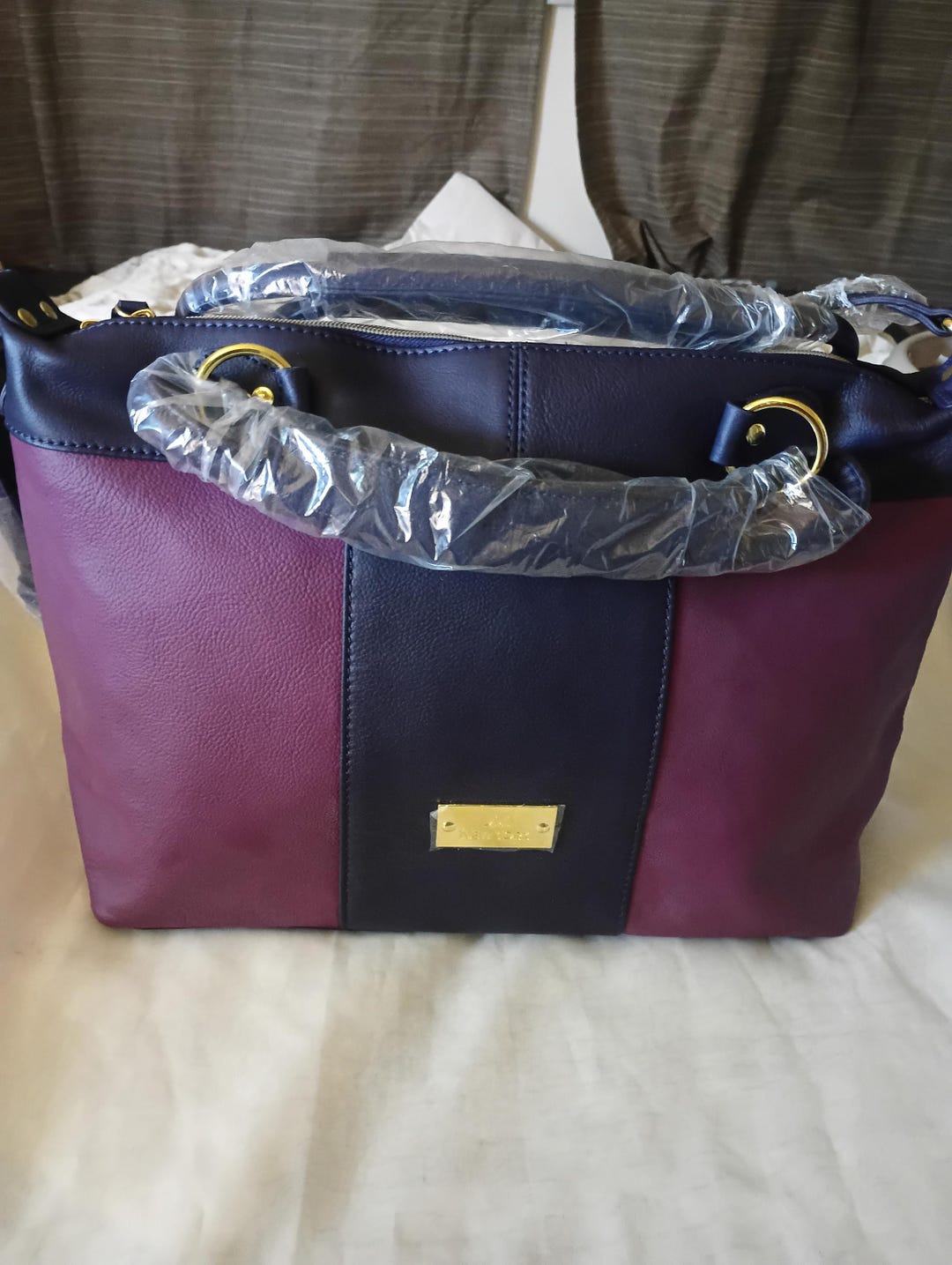 JM New York Black and Purple Leather Shoulder Crossbody Handbag - Etsy