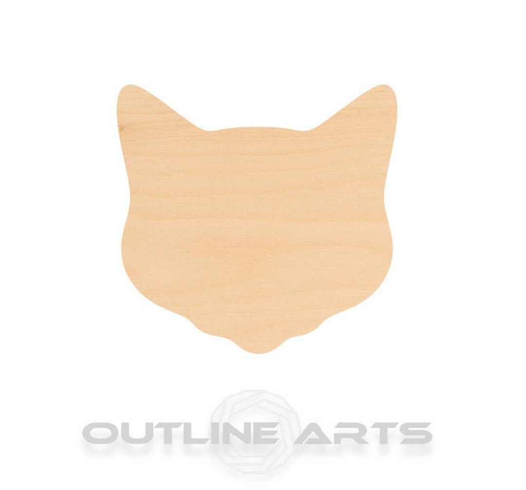 Cat Head Wood Cutout, Birch Laser Cut (unfinished Craft Shape) - Etsy
