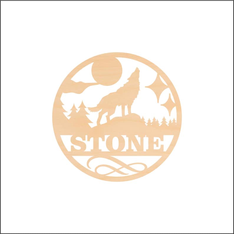 Wolf Name Monogram Wood Monogram Monogram Door Hanger - Etsy