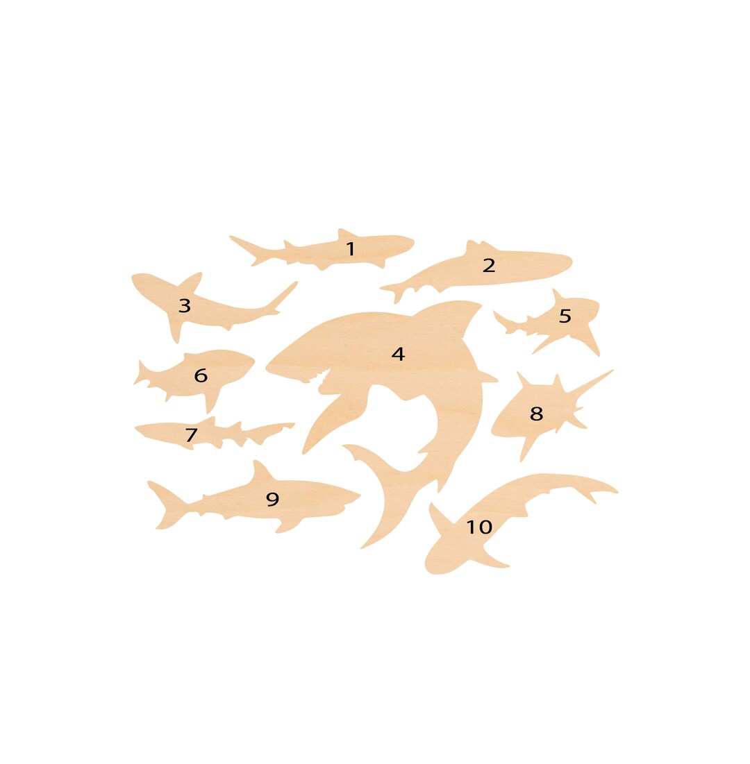 Shark Wood Cutout: Birch Craft Shape - Unfinished Laser Cut - Etsy