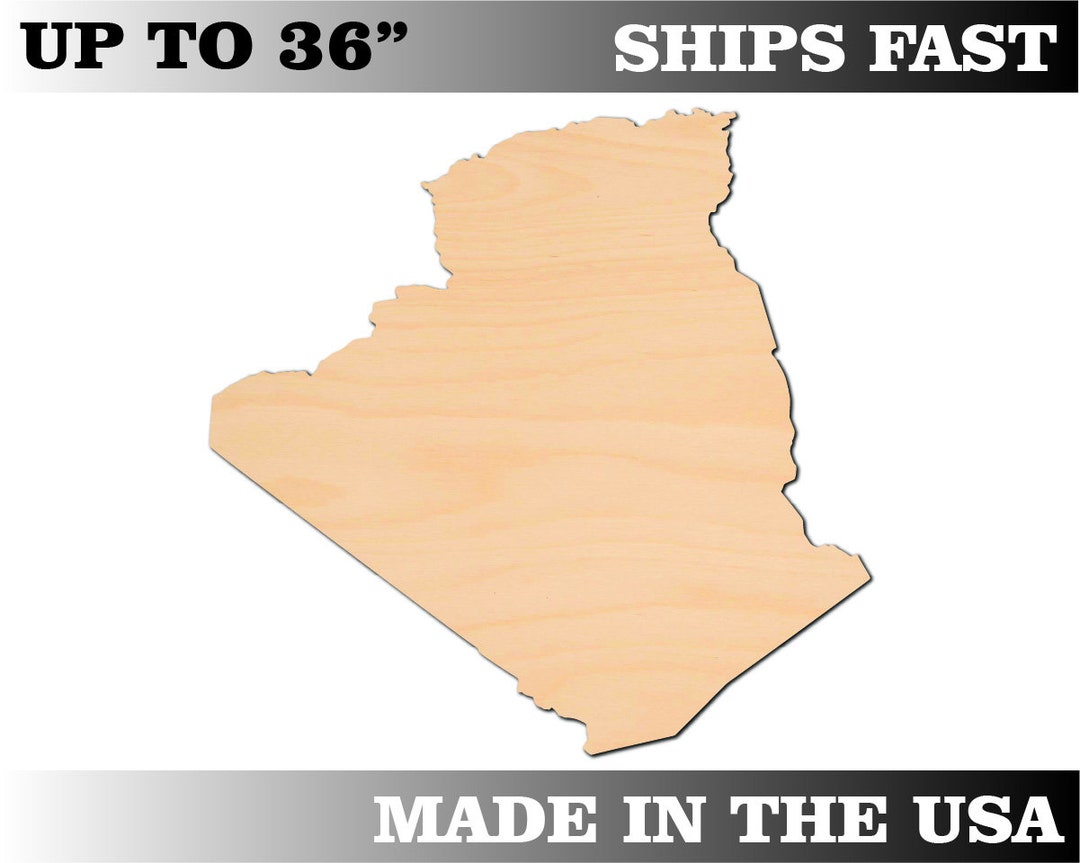 Algeria Wood Cutout: Laser Cut Birch Shape, 1" to 30" - Etsy