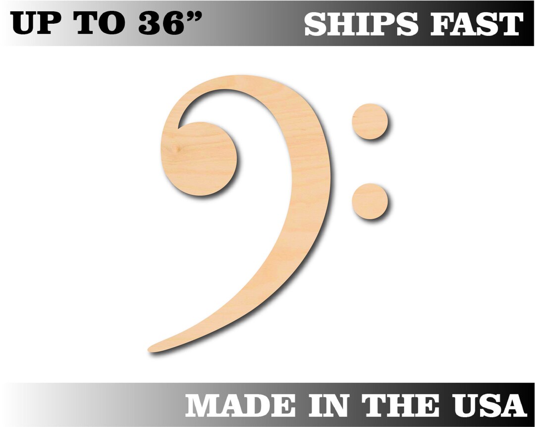 Bass Clef Wooden Shape: Birch Wood Music Cutout (unfinished) - Etsy