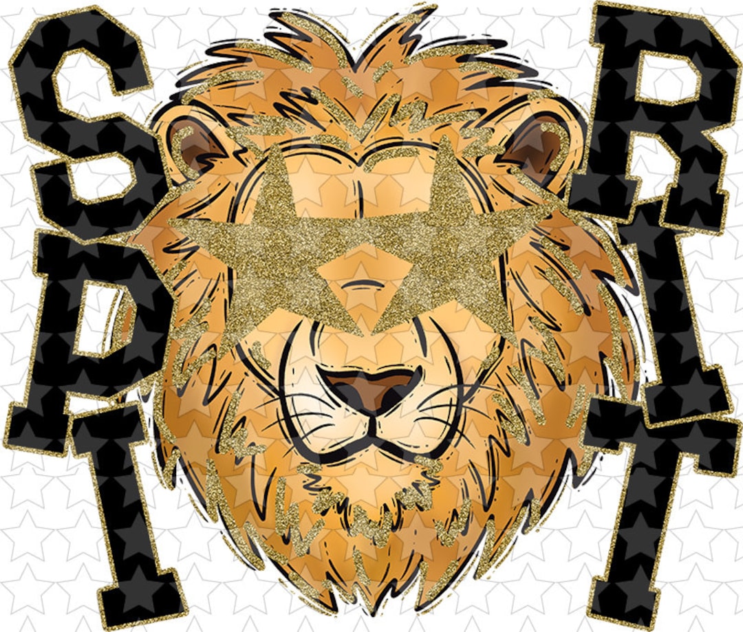DTF TRANSFER 1133156 Starry Eyed Mascots Lion Black Gold - Etsy
