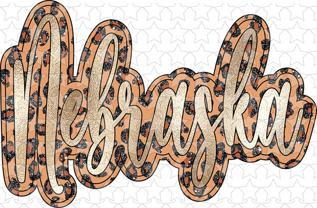 DTF TRANSFER 1129784 Nebraska Script Leopard Glitter Foil - Etsy