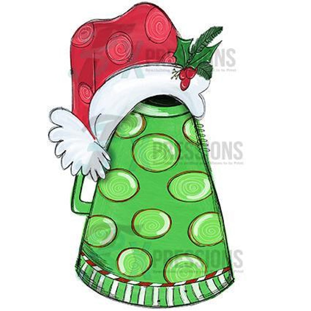 Santa Hat Cheer Megaphone: Festive Holiday Spirit Transfer - Etsy