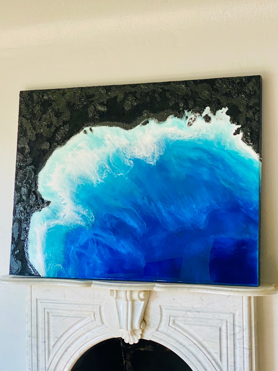 36 X 48 Kehena Kine Black Sand Resin Art Ocean Art Beach - Etsy