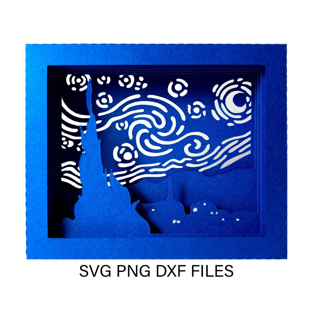 Starry Night, Vincent Van Gogh, Template SVG, PNG, DXF, Files, for ...