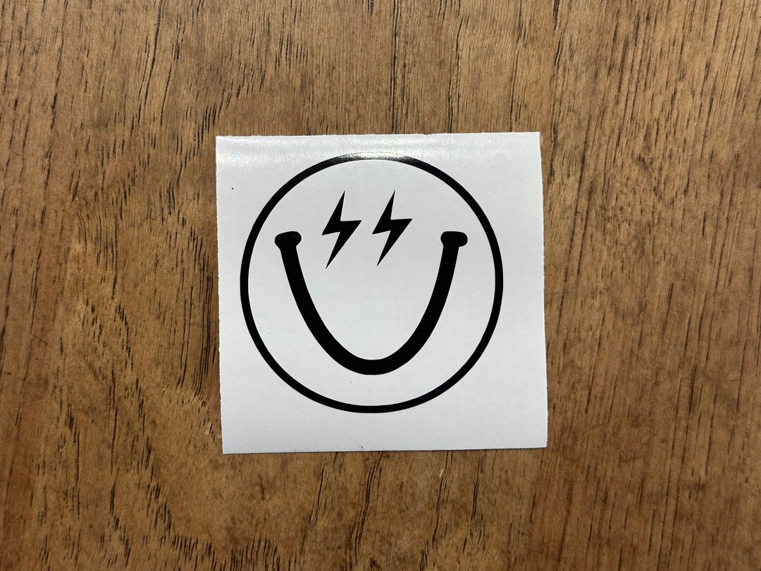 Lightning Bolt Smiley Face Vinyl Decal: Trendy Car/tumbler Decor - Etsy