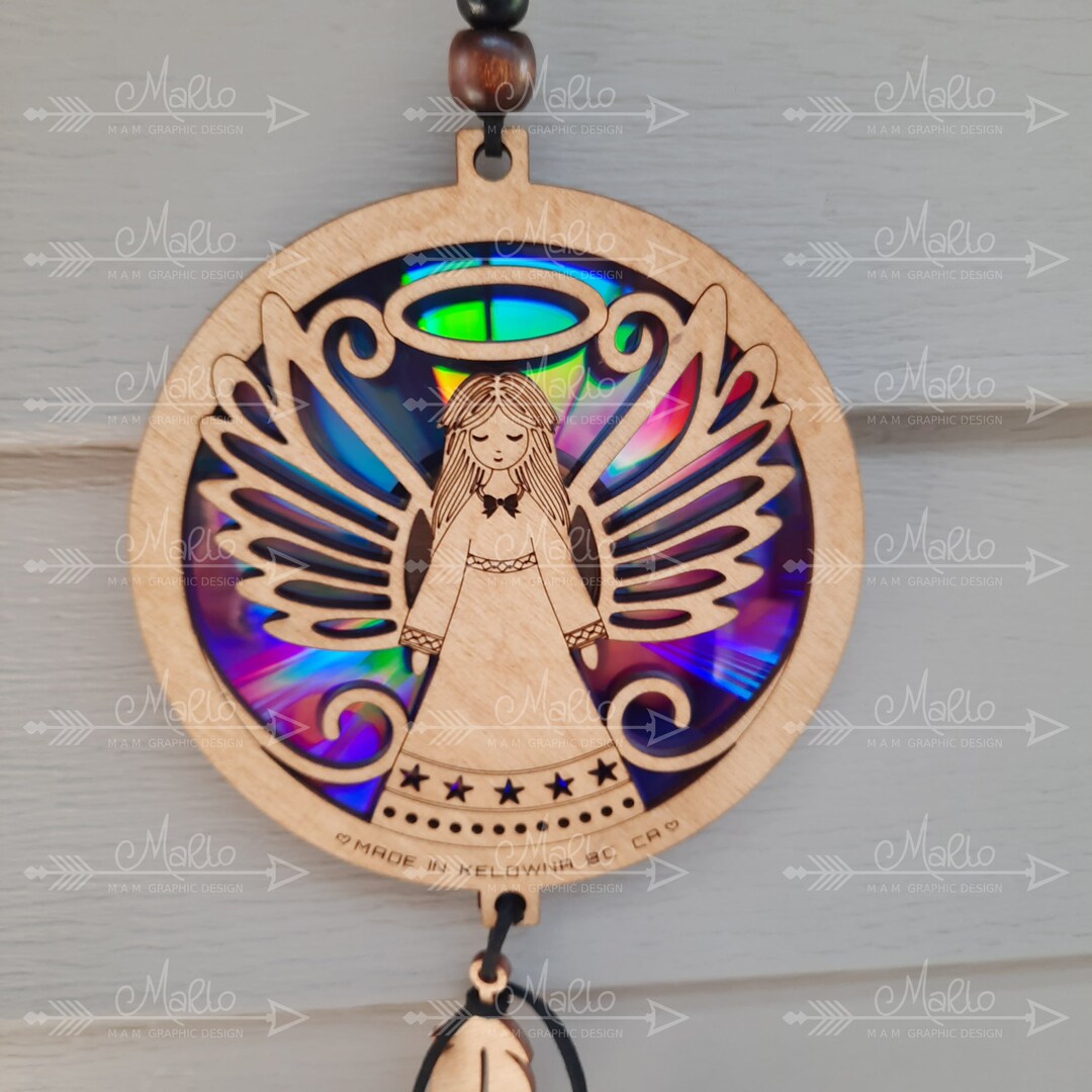 Angel Suncatcher Repurposing Dvds Laser Cut File SVG, PDF, EPS Digital ...