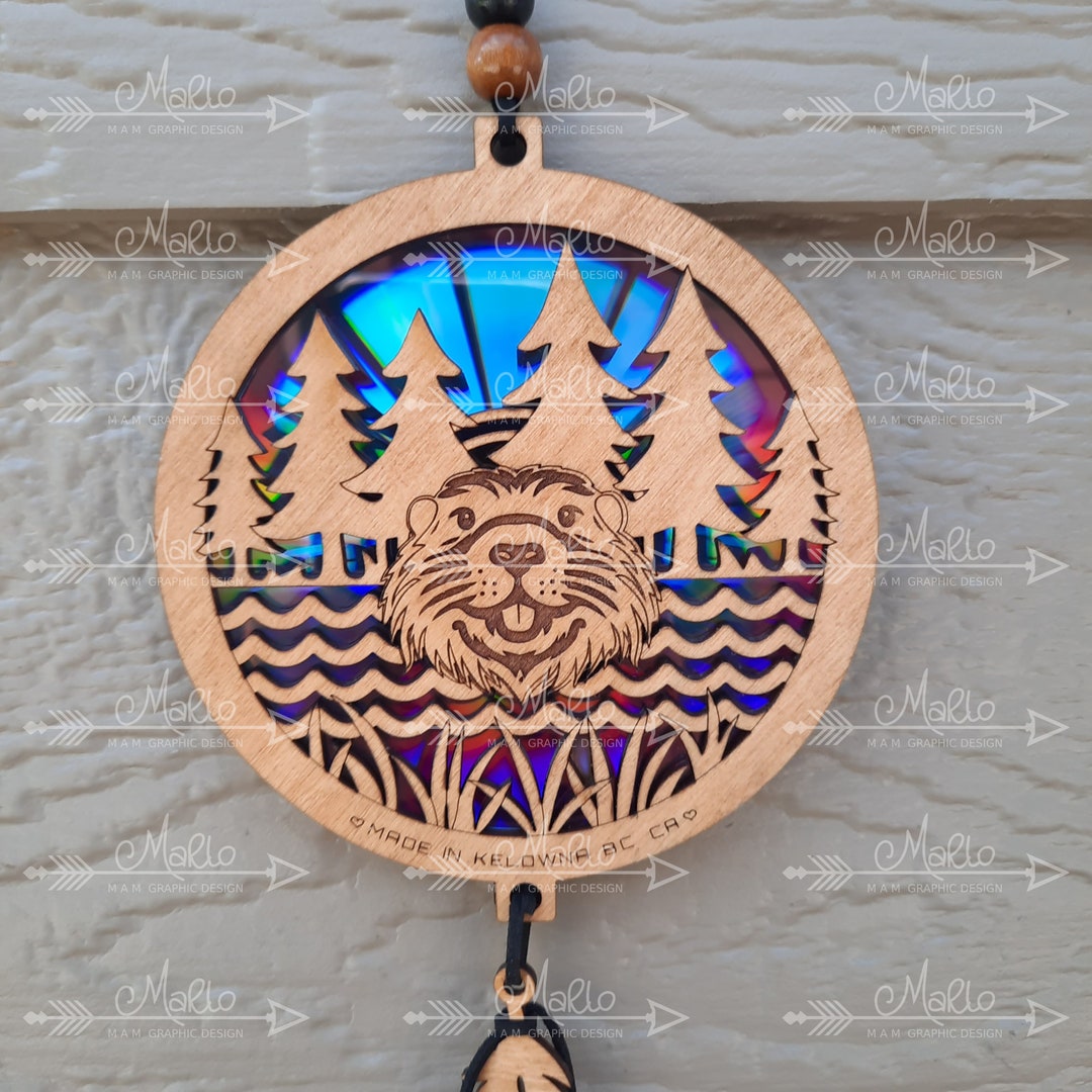 Digital File Beaver Suncatcher | Repurposing Dvds | Laser Cut File ...