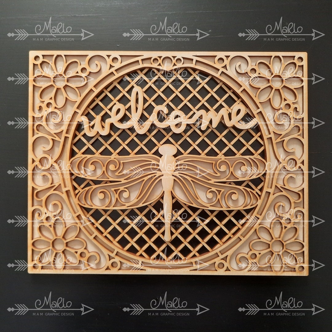 Welcome Dragonfly Laser Cut SVG, EPS, PDF Instant Digital Download - Etsy