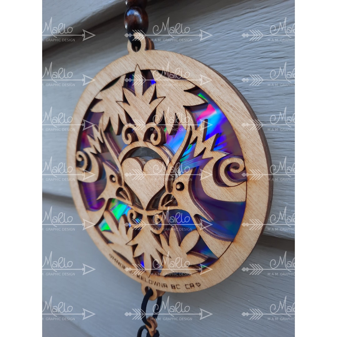 Cardinals Suncatcher Repurposing Dvds Laser Cut File SVG, PDF, EPS ...