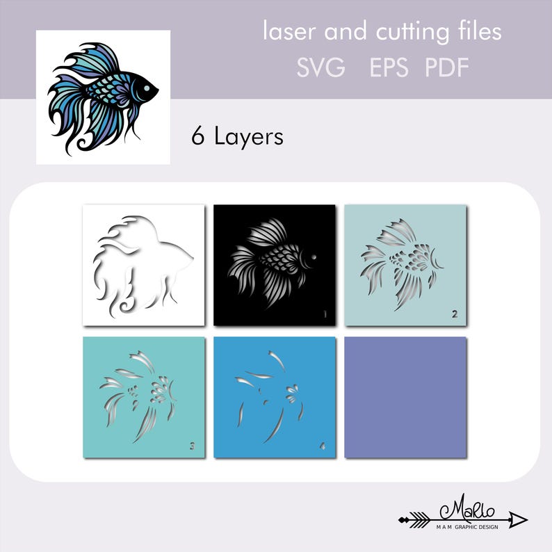 3D Betta Fish Shadow Box SVG: Layered Paper Cut Files (digital Download ...