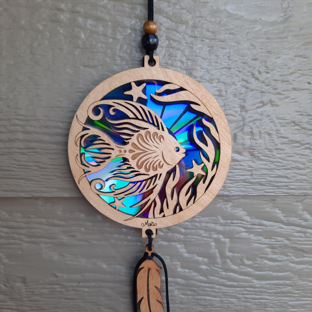 Angel Fish Suncatcher With Repurposing Dvds Laser Cut File SVG, PDF ...
