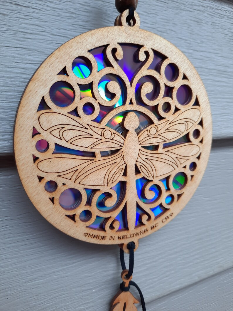 Dragonfly Suncatcher Laser Cut Wood With Repurposed Dvds - Etsy Canada
