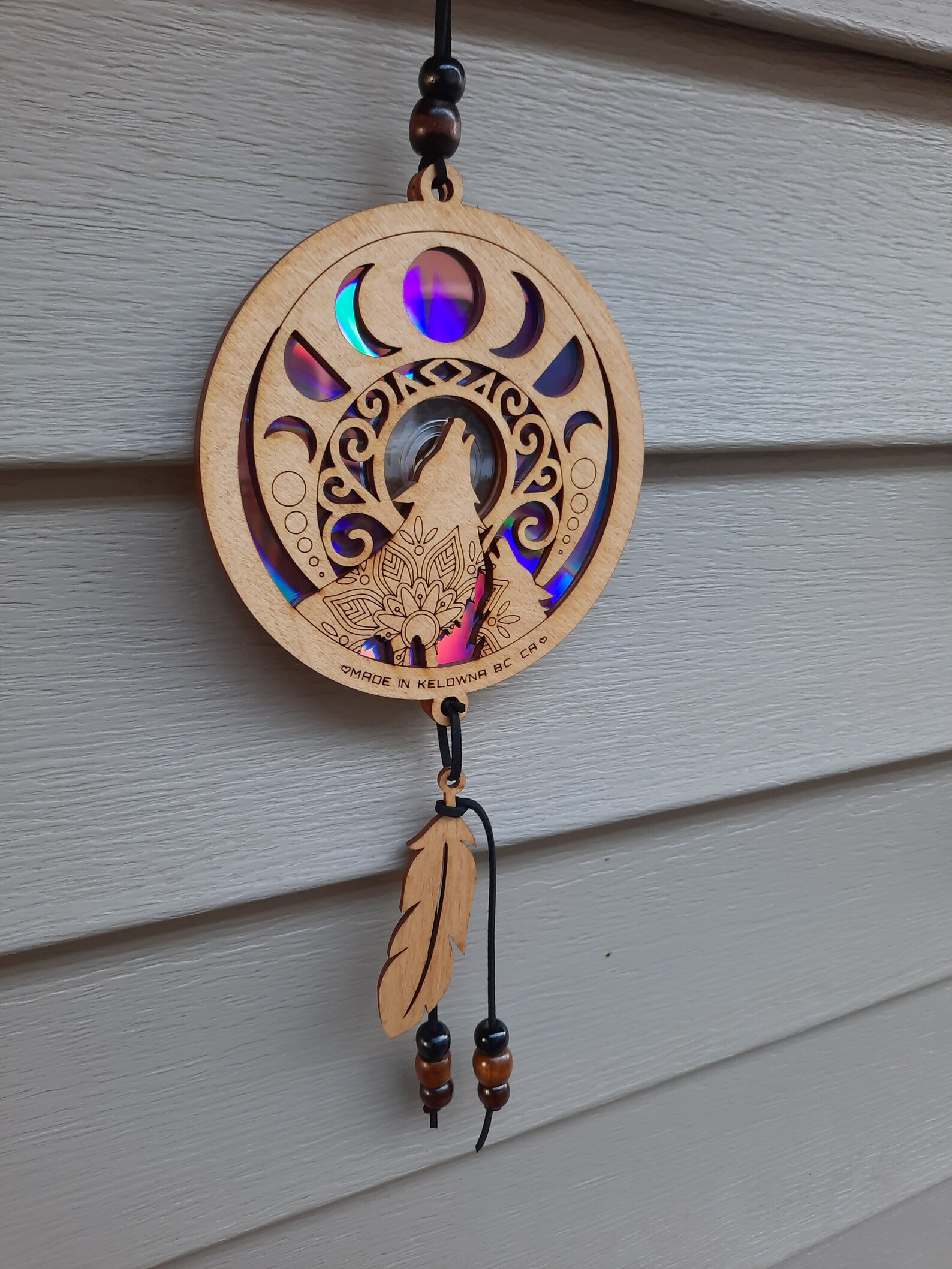 Howling Wolves With Moon Phases Suncatcher Laser Cut Wood - Etsy
