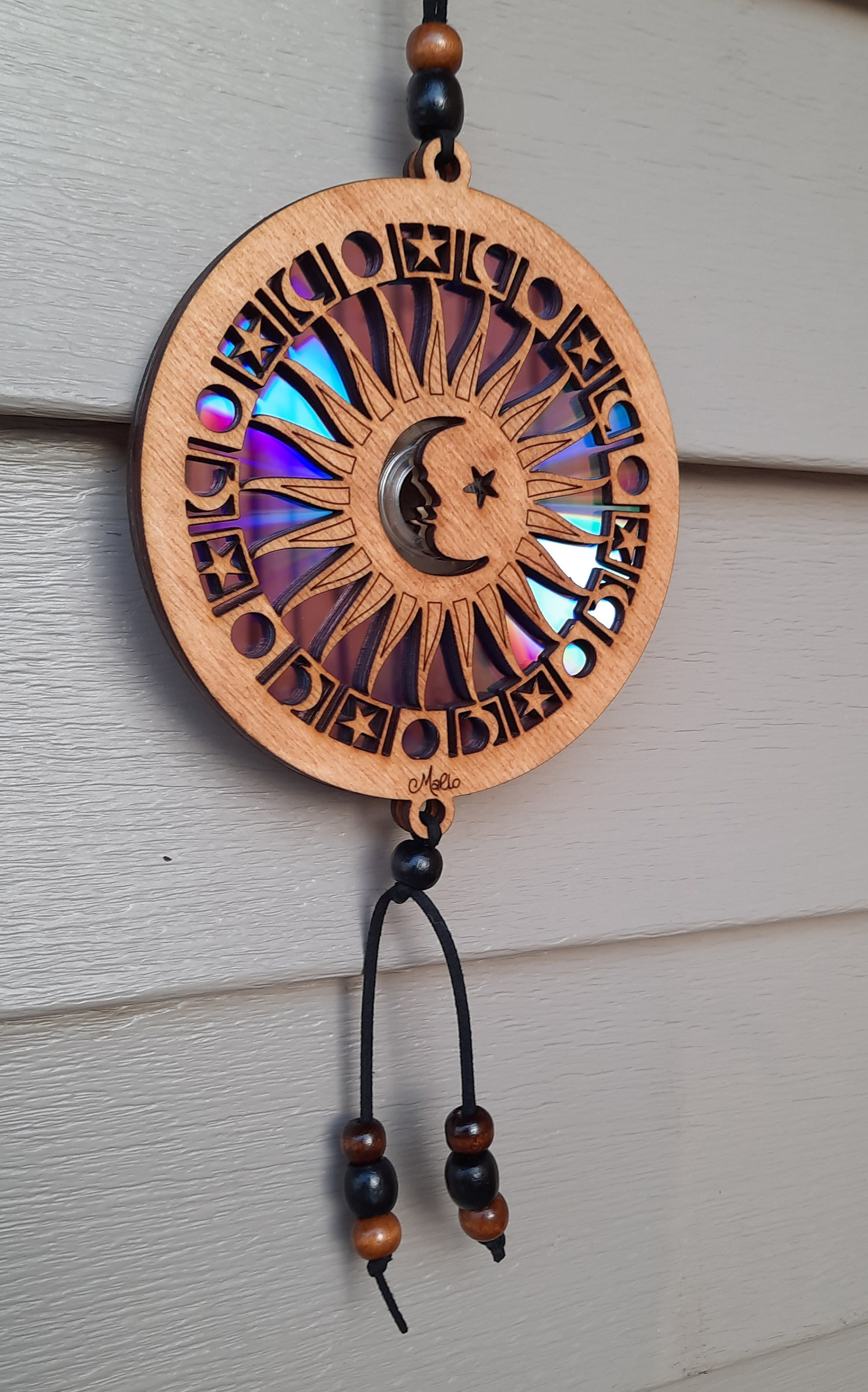 Home Décor Laser Cut Wood and Repurposed DVDs SunCatcher Paisley Hearts ...