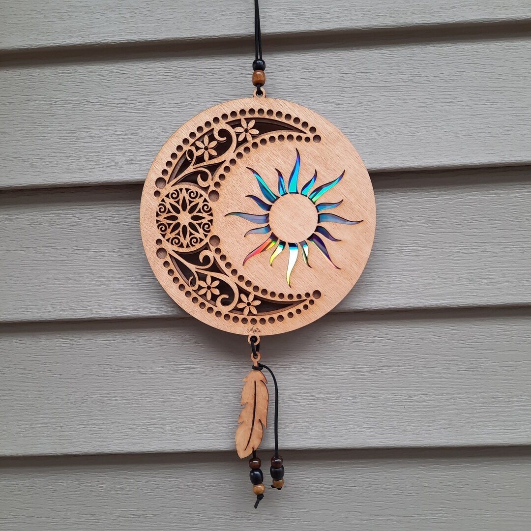 Moon & Sun Deluxe Suncatcher With Repurposed Dvd-rs - Etsy