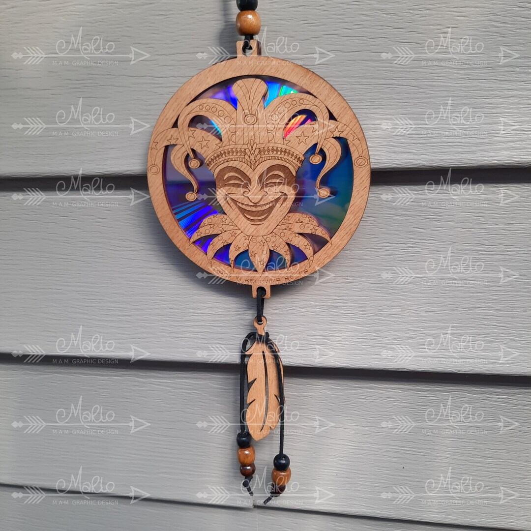 Jester Suncatcher Laser Cut Wood With Repurposed Dvds - Etsy