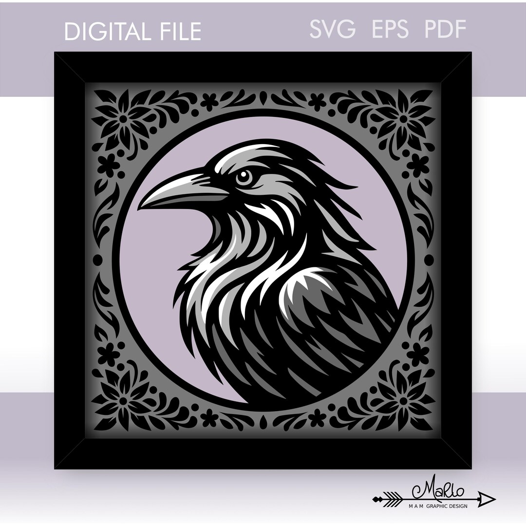 3D Posh Raven Shadow Box SVG: Laser & Cricut Ready Files - Etsy