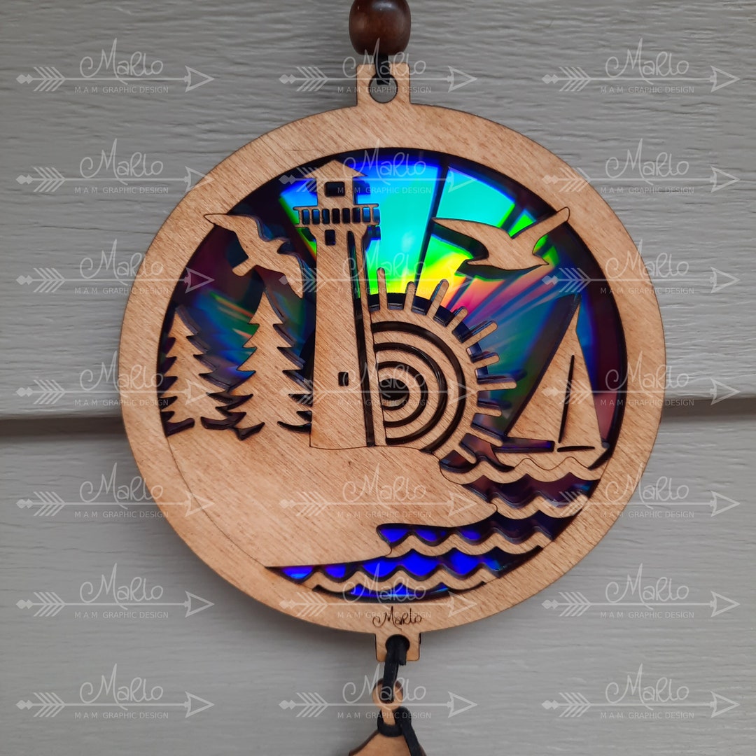 Digital File Lighthouse Suncatcher | Repurposing Dvds | Laser Cut File ...