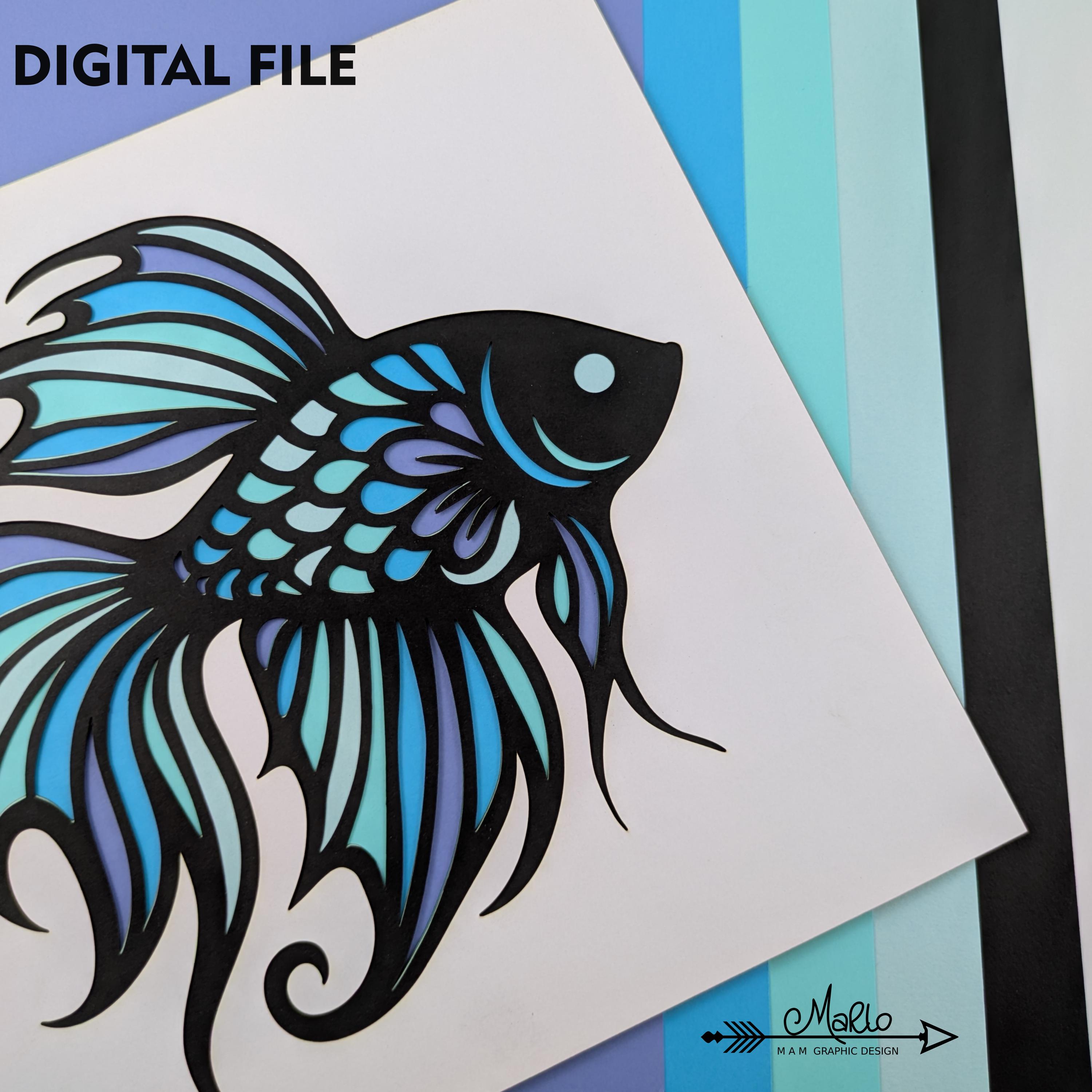 3D Betta Fish Shadow Box SVG: Layered Paper Cut Files (digital Download ...