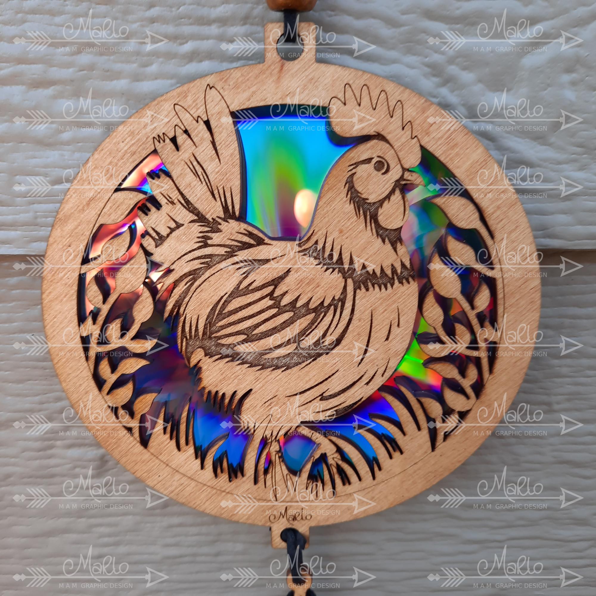 Chicken Suncatcher Laser Cut File | Repurposed DVD (svg, Pdf, Eps ...