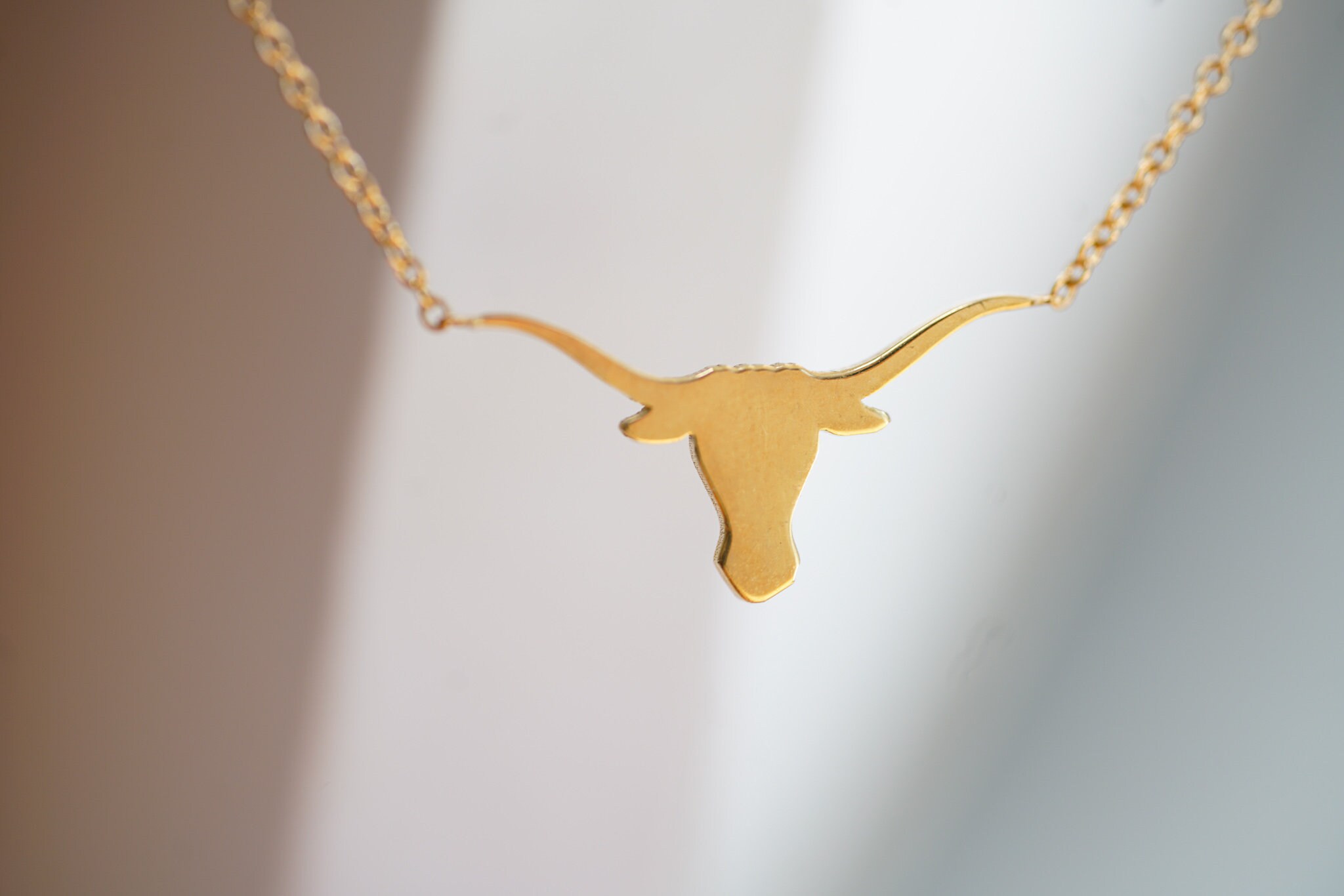 14k gold Longhorn necklace | Etsy