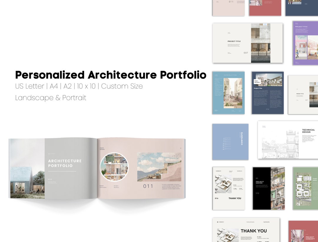 Architecture Portfolio Template | M.arch Application | US Letter | 11 X ...