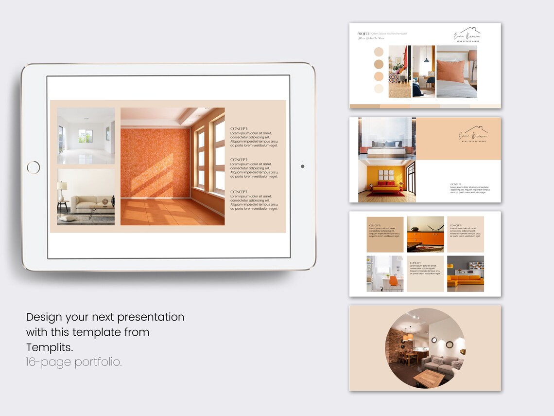 Interior Design Client Presentation Template | Light Orange | Design ...