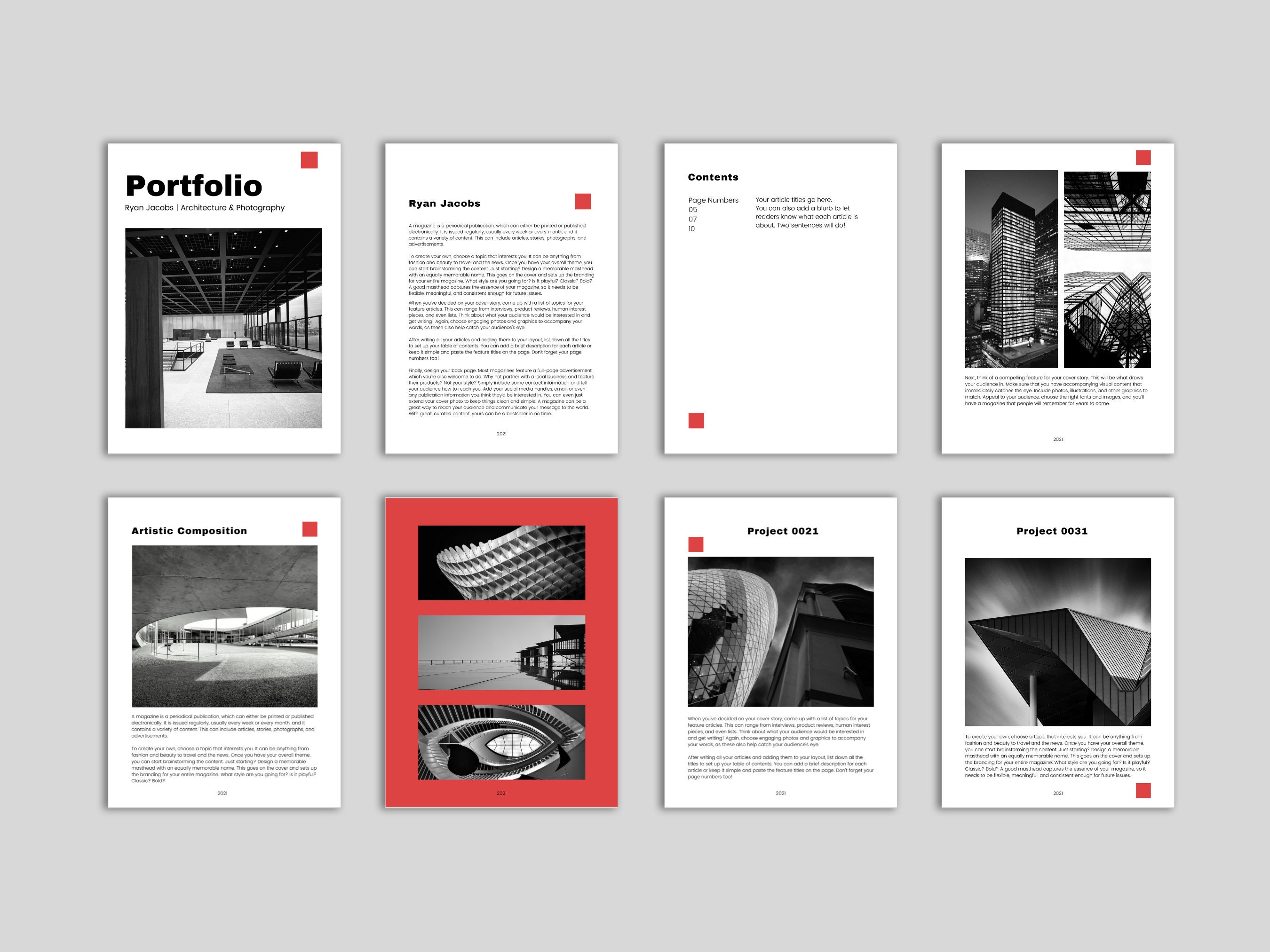 Architecture Portfolio Adobe Illustrator Presentation Template | Ebook ...