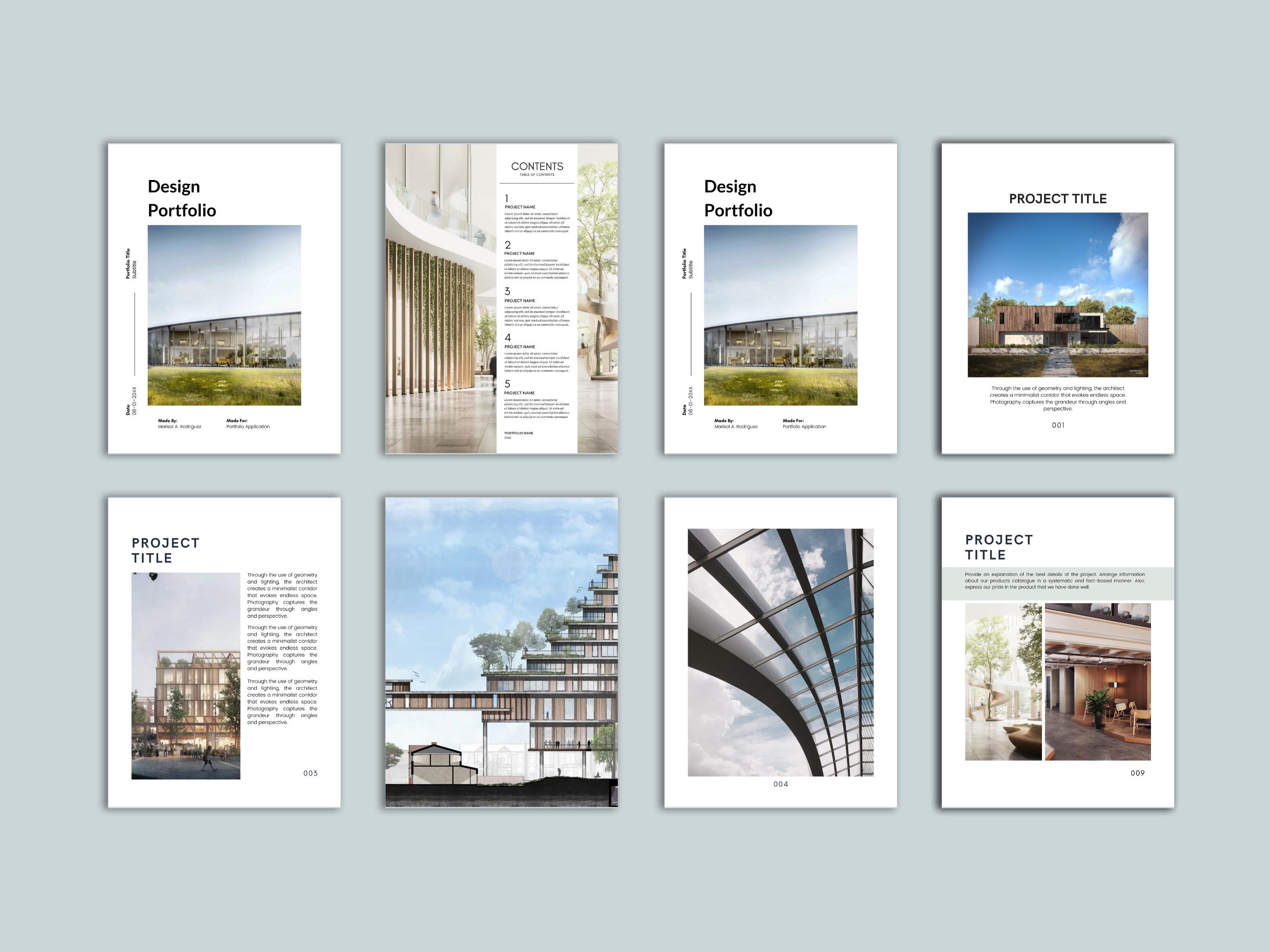Architecture Design Portfolio Bundle Indesign, Illustrator, Word ...