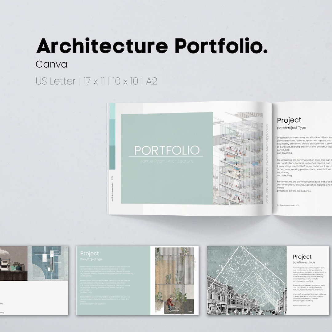 Architecture Portfolio Template: Canva Design (US Letter, 11x17, A2 ...