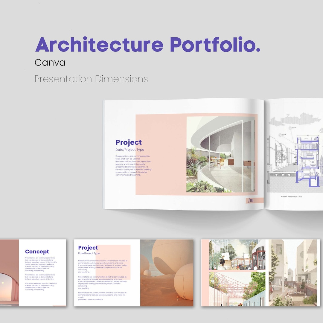 Architecture Design Portfolio E-book Template US Letter 11 X 17 A2 10 X ...