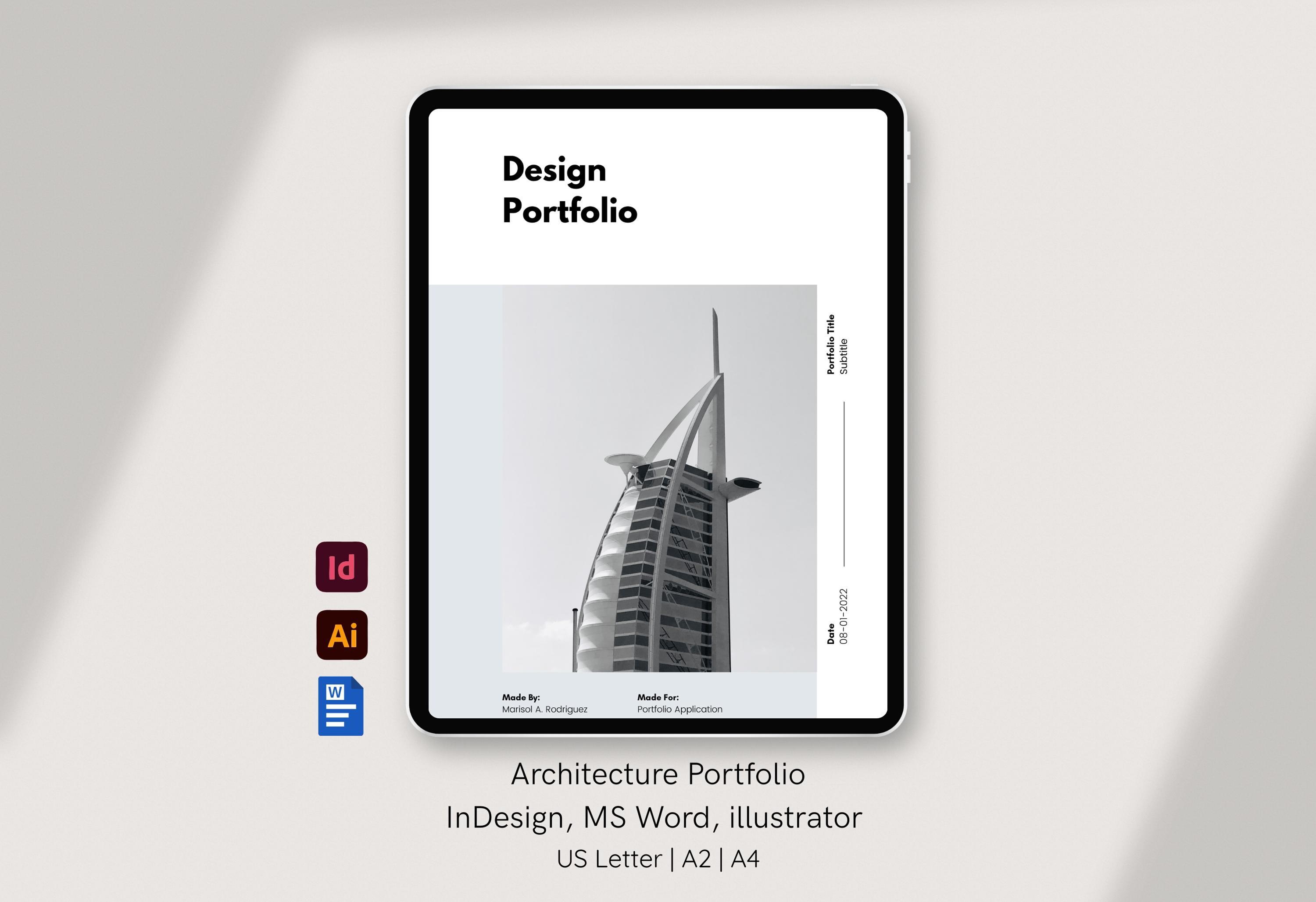 Architecture Design Portfolio Bundle Indesign, Illustrator, Word ...