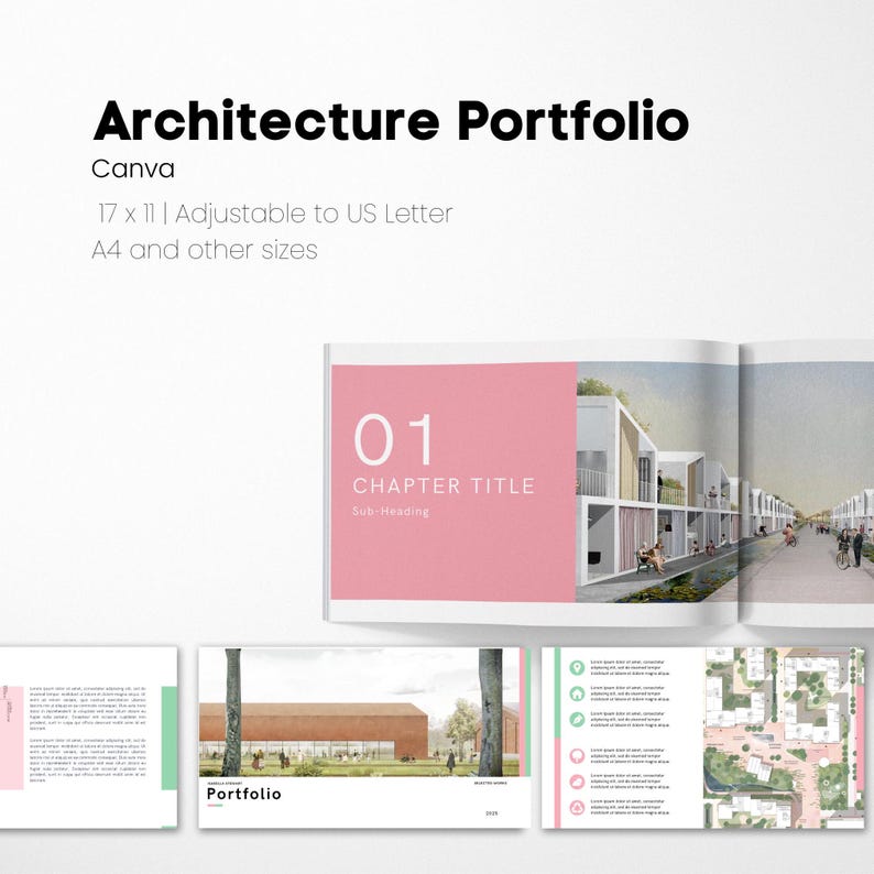 Architecture Minimalist Portfolio Template | Canva | Graduate School M ...