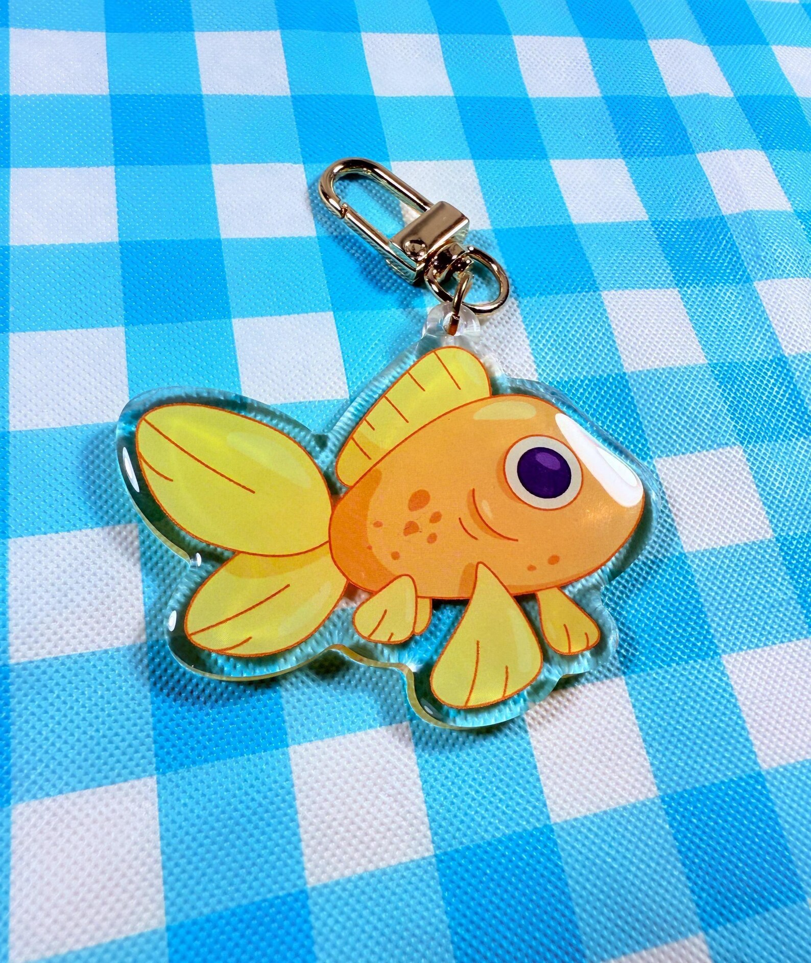 Goldfish Acrylic Keychain 2.5" |cute Fish Charm for Bags| Backpacks and ...