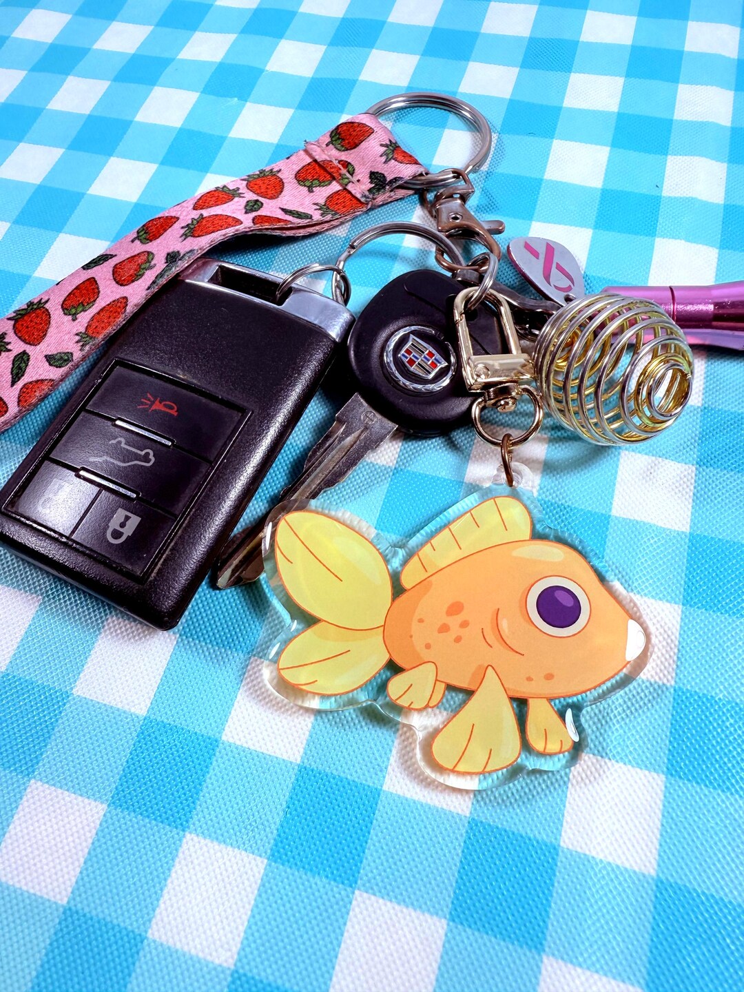 Goldfish Acrylic Keychain 2.5" |cute Fish Charm for Bags| Backpacks and ...