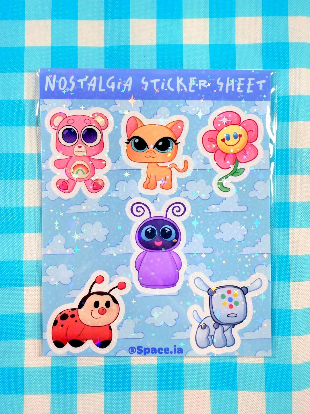 Retro Nostalgia Sticker Sheet: Sparkly Vinyl 2000s Pop Culture Decals ...