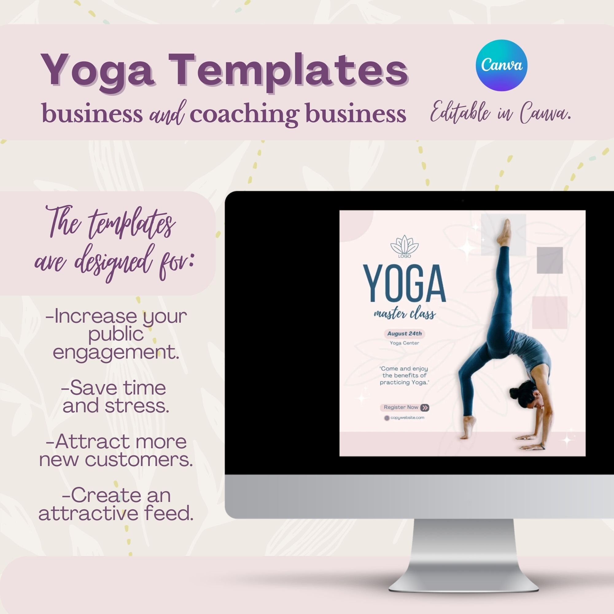 Yoga Instagram Post for Edit in Canva, Yoga Spiritual, Coaching ...