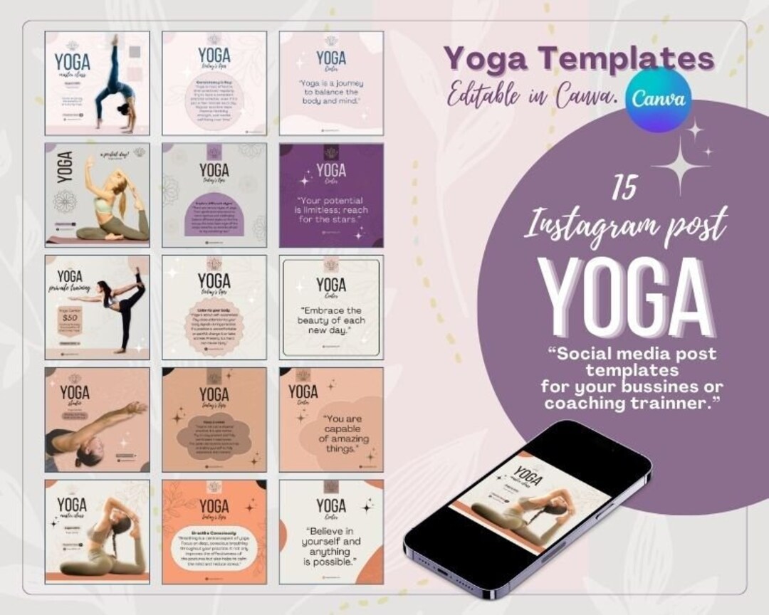 Yoga Instagram Post for Edit in Canva, Yoga Spiritual, Coaching ...